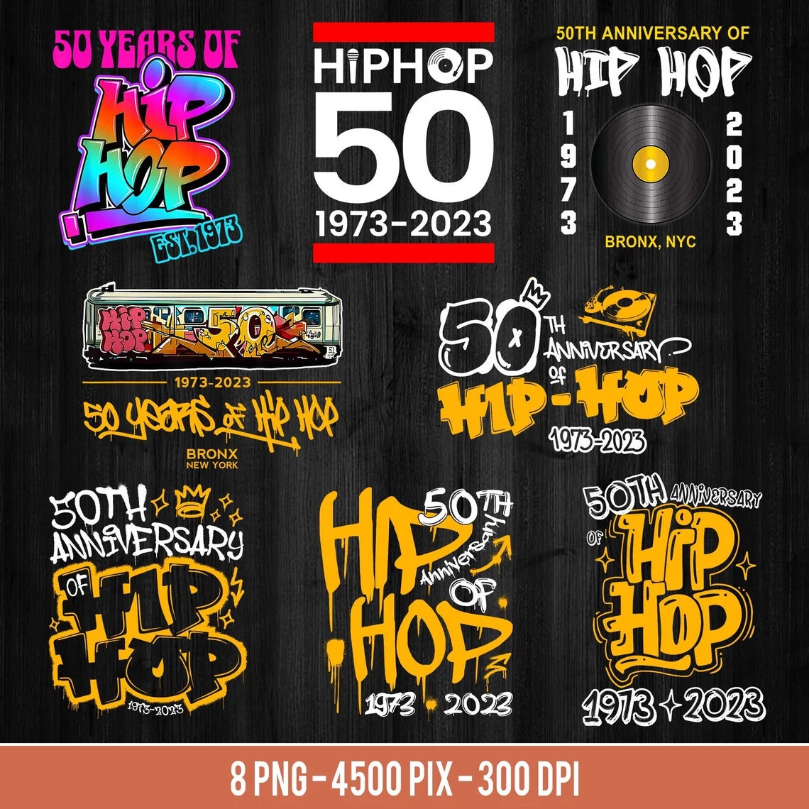 Hip Hop 50 Years Bundle Png, Hip Hop 50th Anniversary Png, 50 Years of Hip Hop Png, Hip Hop ...