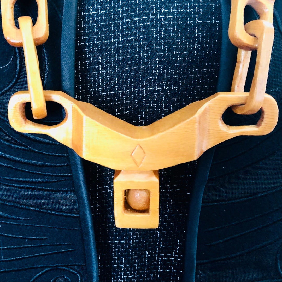 Vintage Necklace, Modernist Necklace, Hand Carved Necklace, Hand ...