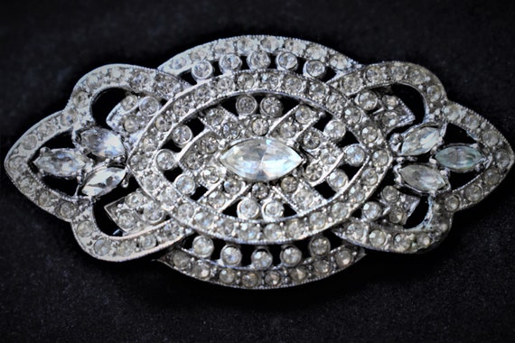 Vintage Kenneth Jay Lane Art Deco Style Pave Rhinesto… - Gem