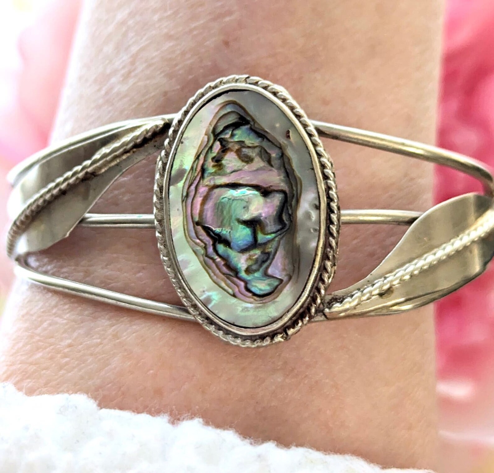 Vintage Abalone Shell Cuff Bracelet Marked Mexico 6” - Etsy