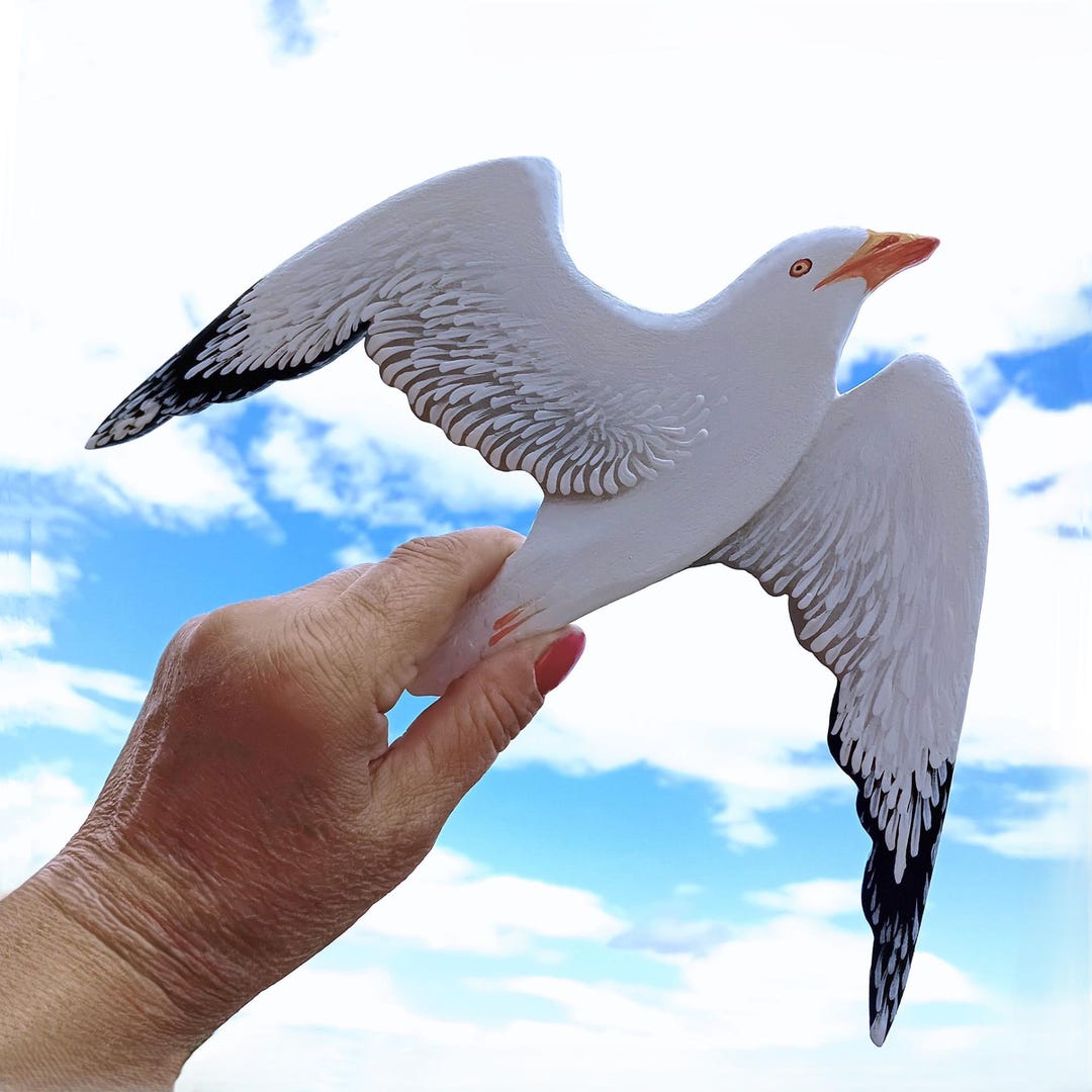 Hand Carved Wooden Seagull Wall Art: Coastal Beach Decor - Etsy
