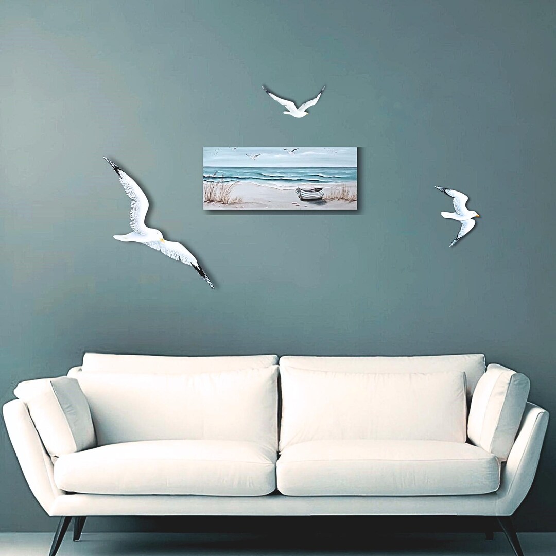 Hand Carved Wooden Seagull Wall Art - Coastal Beach House Decor - Etsy