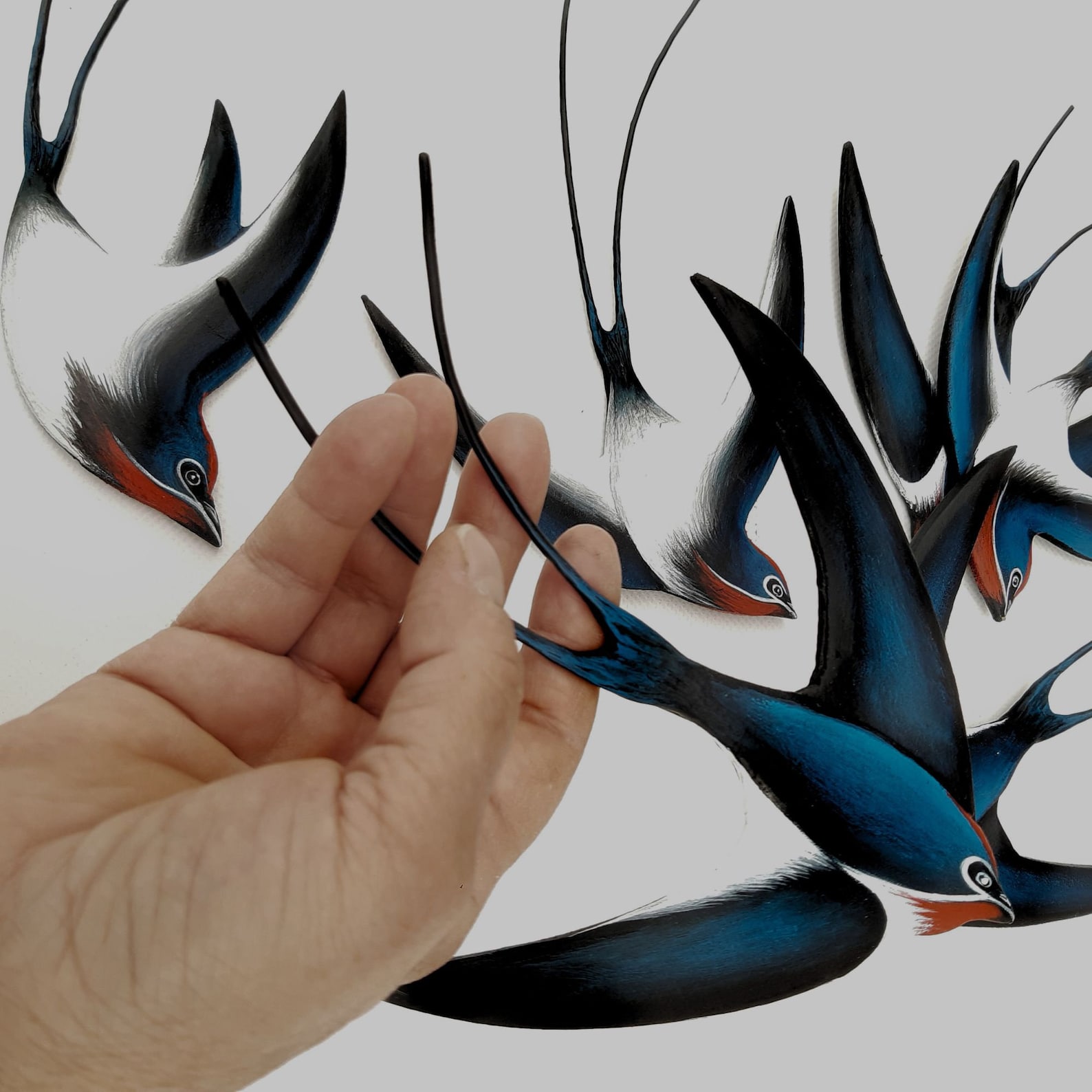 Set of 8 Flying Swallows Bird Wall Decor Wall Installation Bird ...