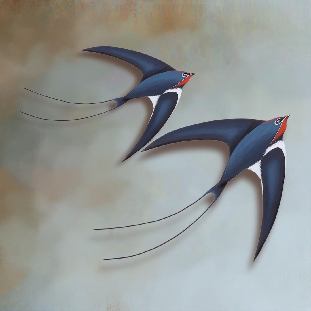 Minimalist Swallows Wall Art Set 2, Spring Bird Wall Decor, Flying Barn ...