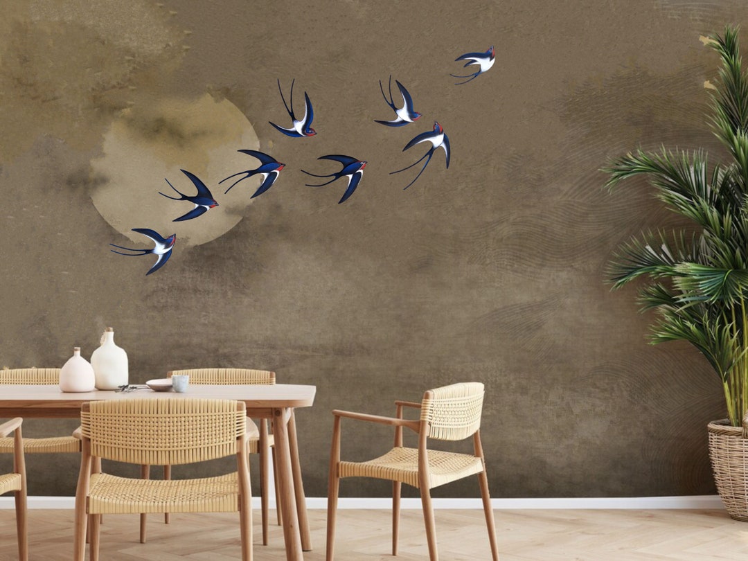 Set of 8 Flying Swallows\ Bird Wall Decor\ Wall Installation\ Bird ...