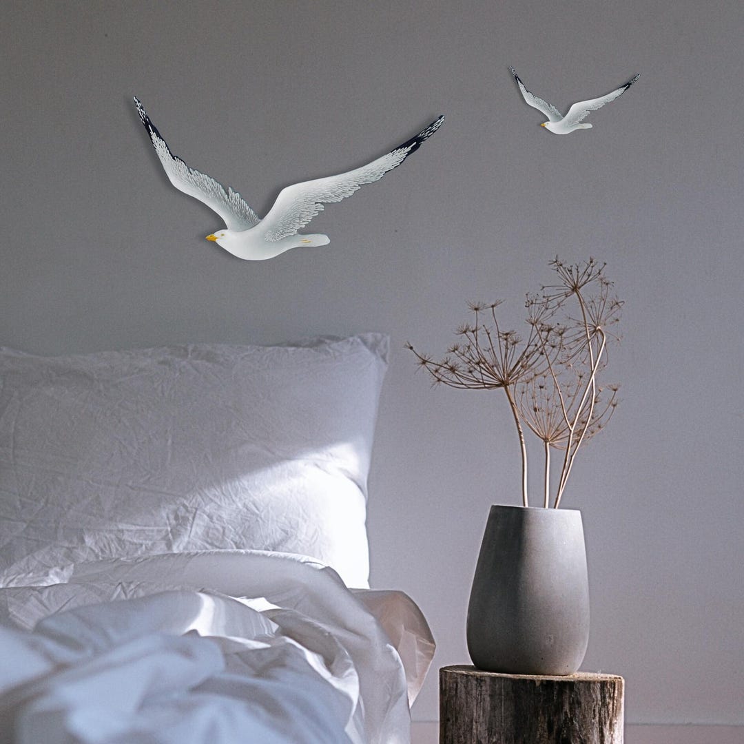 Original Flying Seagull Wall Decor, Coastal Style Decoration, Beach ...