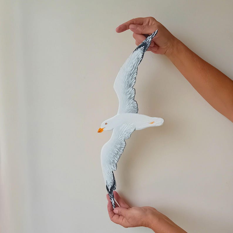 Handmade Wooden Seagull Mobile: Coastal Kinetic Art, Beach House Decor ...