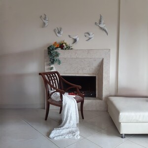 Charming Set of Five White Handmade Doves for Wall Decoration, Symbol ...