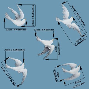 Charming Set of Five White Handmade Doves for Wall Decoration, Symbol ...
