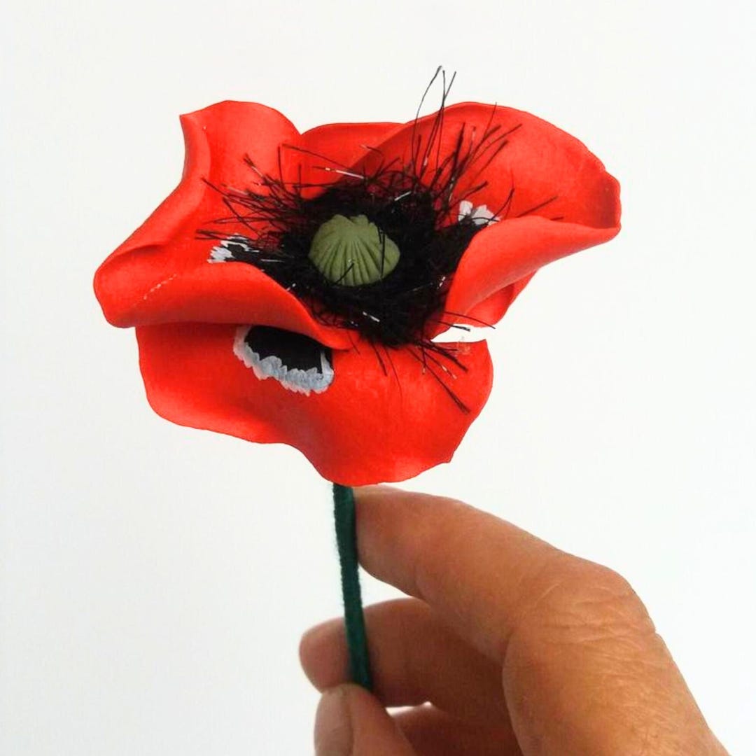 Spring Bloom Red Ceramic Poppy on Base, Flower Home Decor, Poppy ...