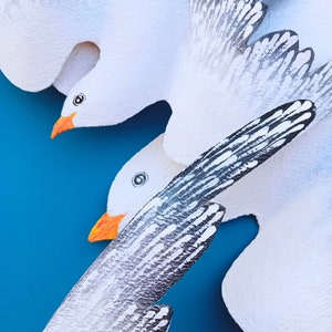 Large Flock of 5 White Sculpted Doves - Symbol of Peace - Flying Bird ...