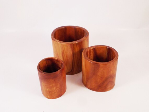 Wood containers set Apple tree utensil set of 3 | Etsy