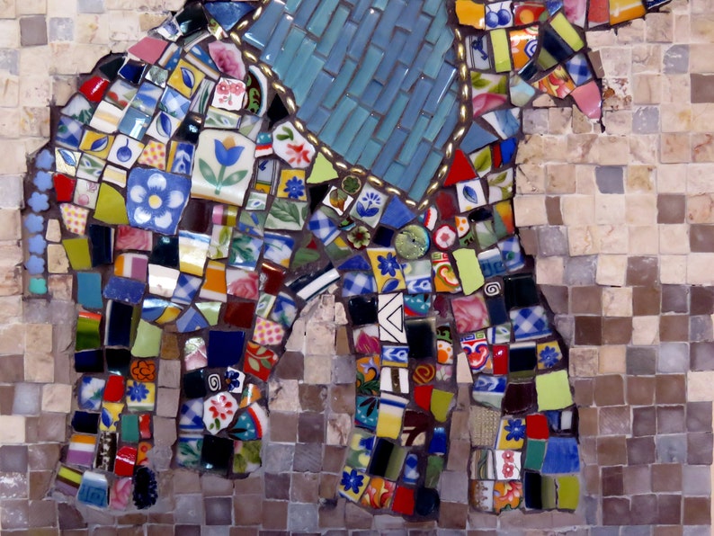 Mosaic Elephant Picture. Original Art, Mixed Media With Natural Stone ...