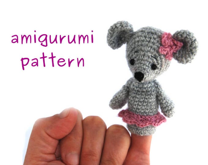 Mouse Finger Puppet Pattern, Crochet Mouse Puppet, Amigurumi Mouse ...