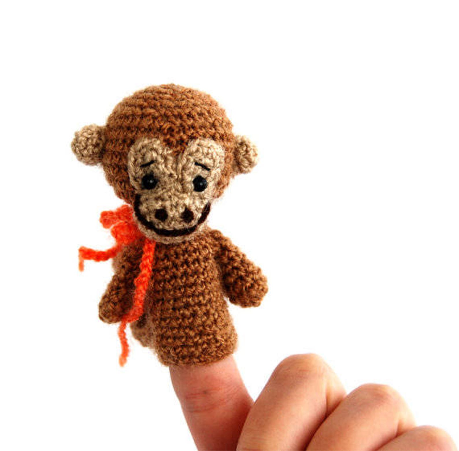 Monkey Crochet Pattern, Animal Finger Puppet, Digital Description, PDF ...