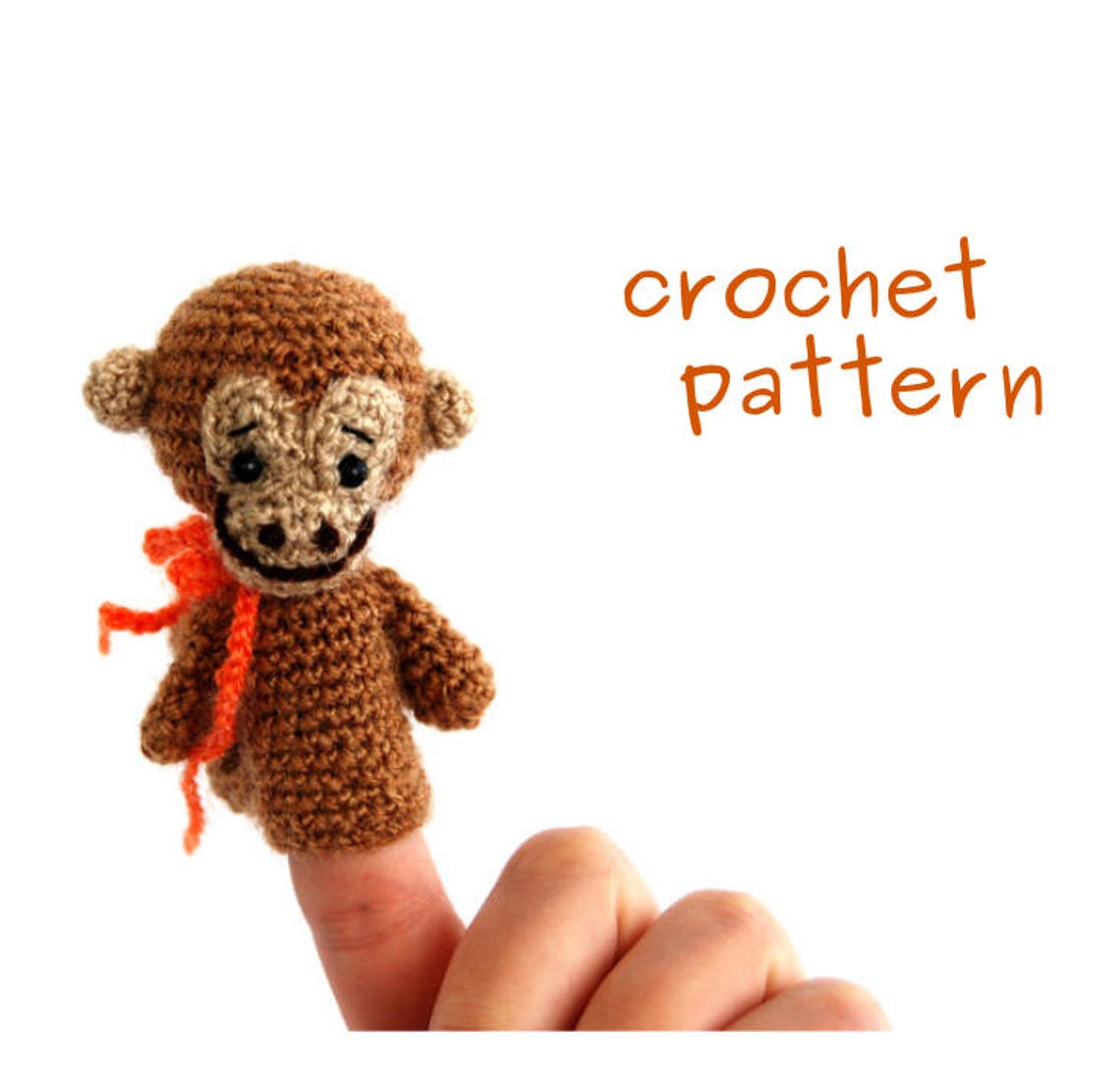 Monkey Crochet Pattern, Animal Finger Puppet, Digital Description, PDF ...