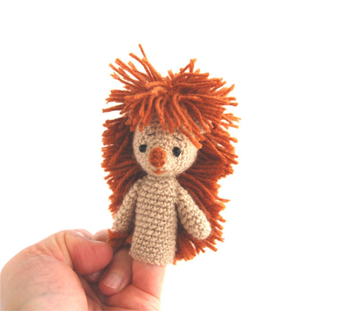 Hedgehog Amigurumi Pattern, Crochet Finger Puppet, Hedgie Puppet ...