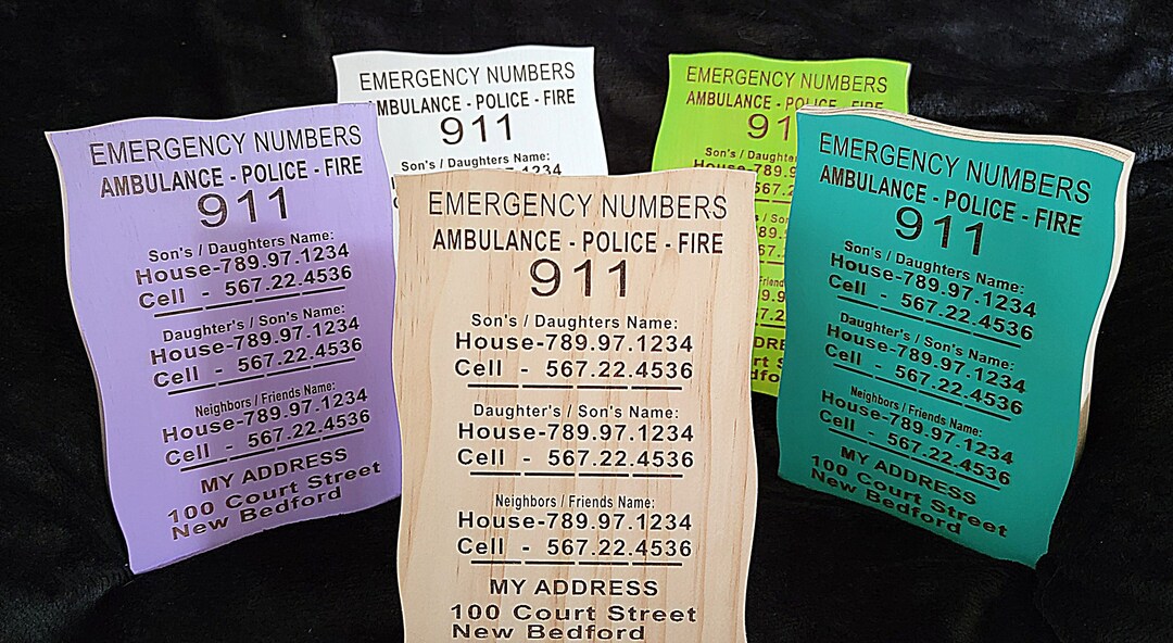 Emergency Number Plaques - Etsy
