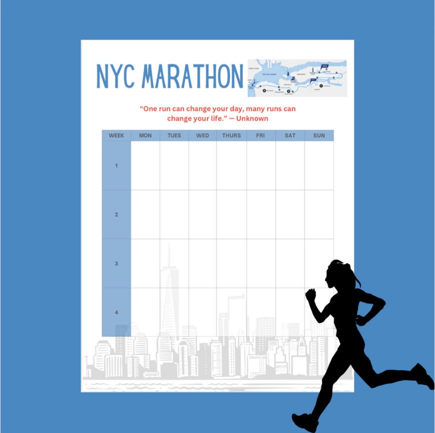 NYC Marathon Training Bundle - Running Log, Running Plan - Etsy