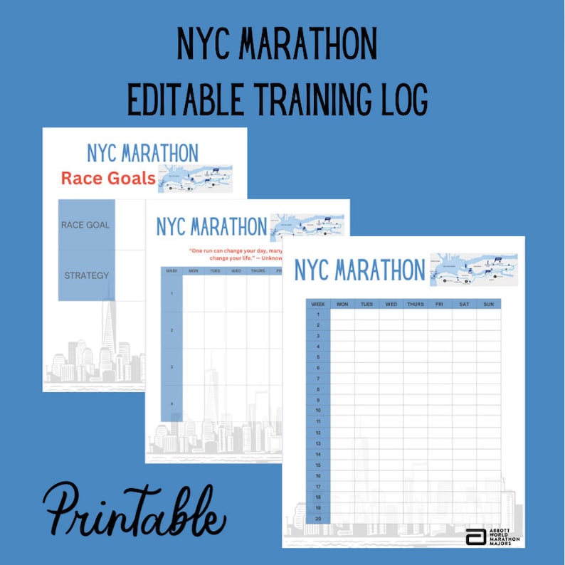 NYC Marathon Training Bundle - Running Log, Running Plan - Etsy