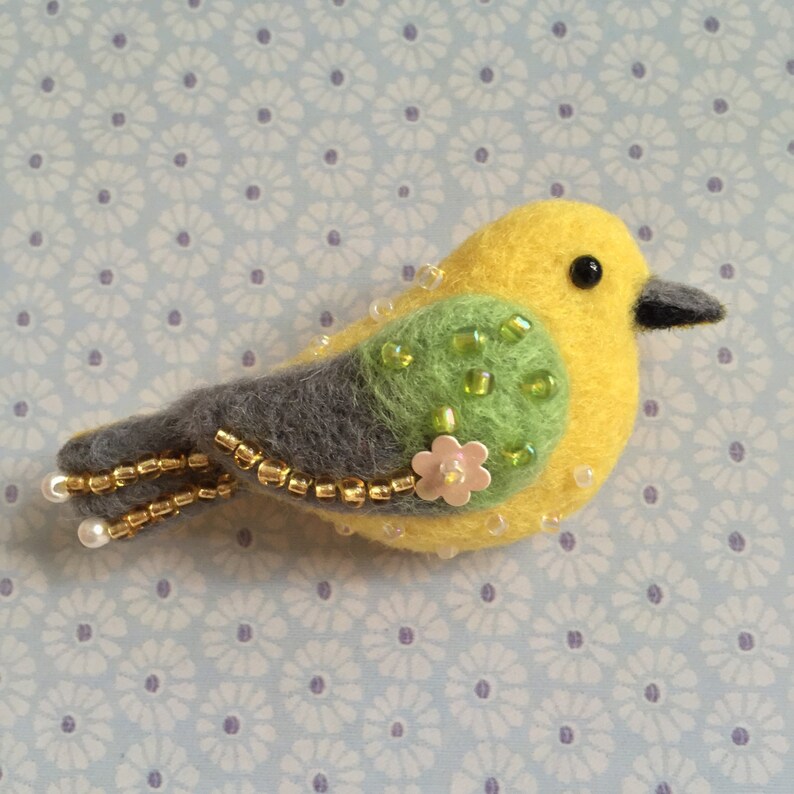 Yellow Birdie Needle-felt Wool Brooch - Etsy