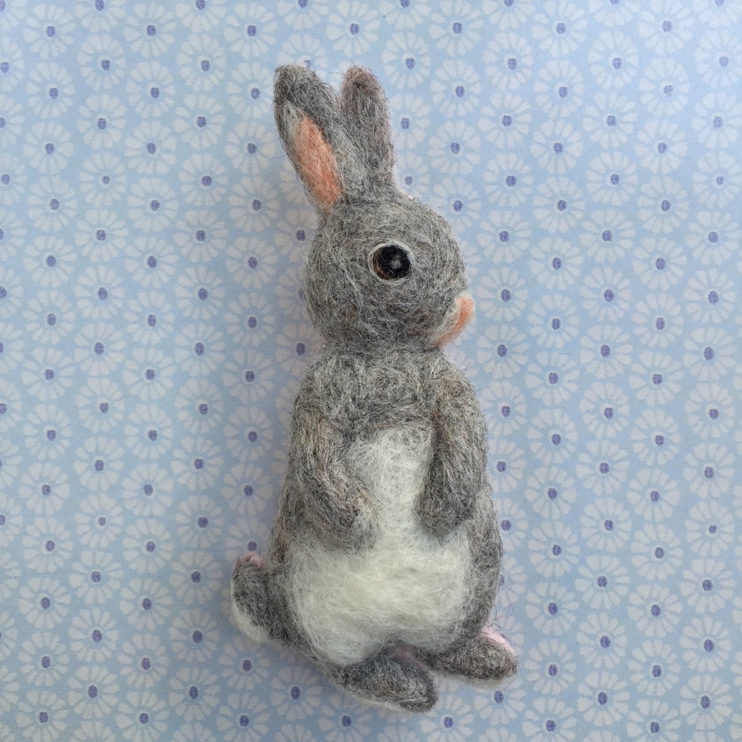 Grey Rabbit Needle-felt Wool Brooch - Etsy