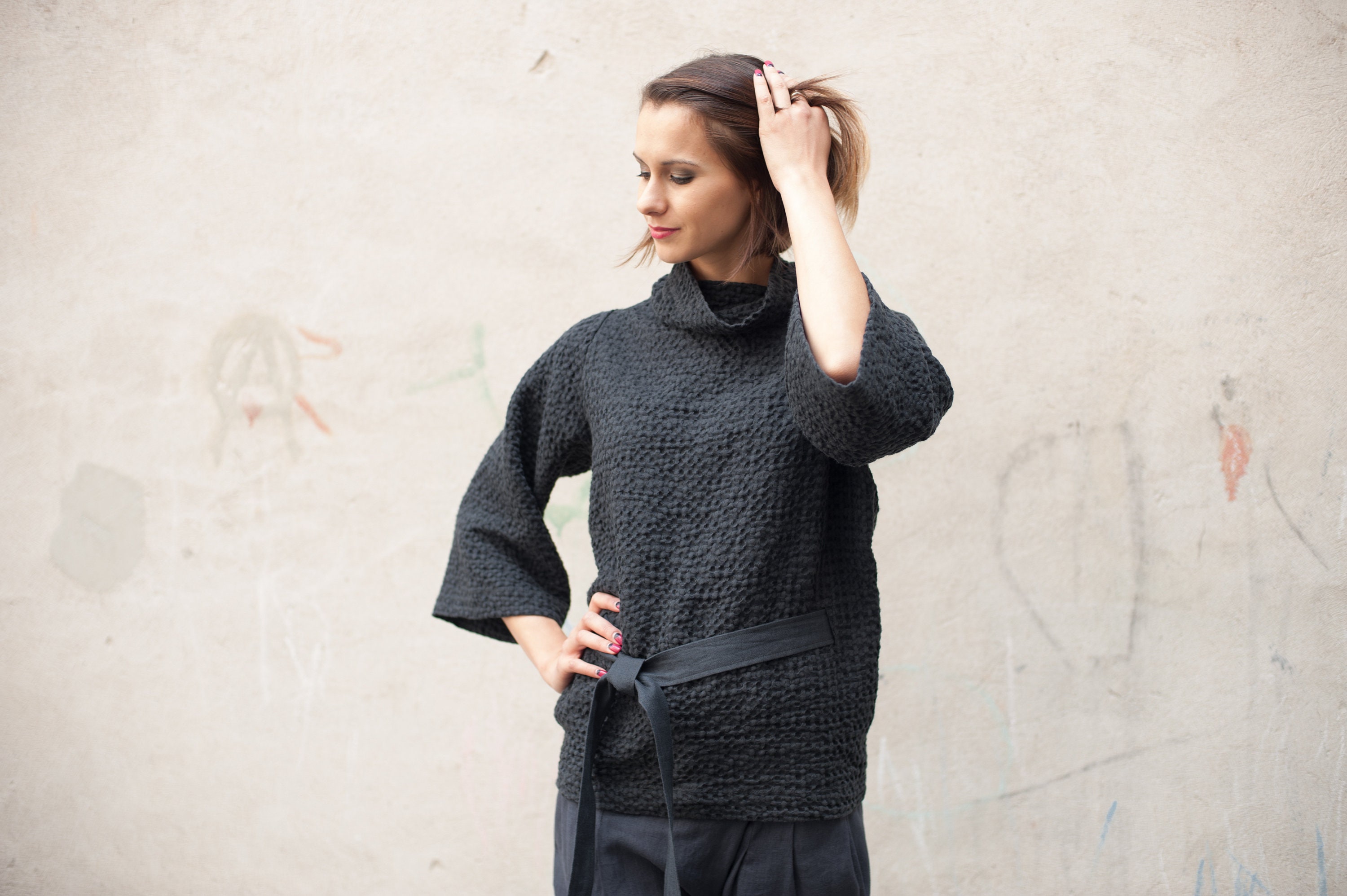 Linen oversized sweater Linen top Summer sweater Long sleeve | Etsy