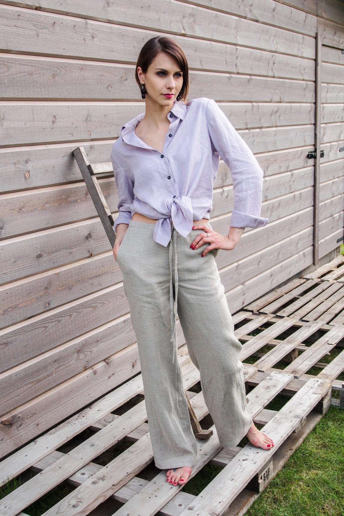 Linen Pants With Pockets Organic Linen Pants for Women - Etsy