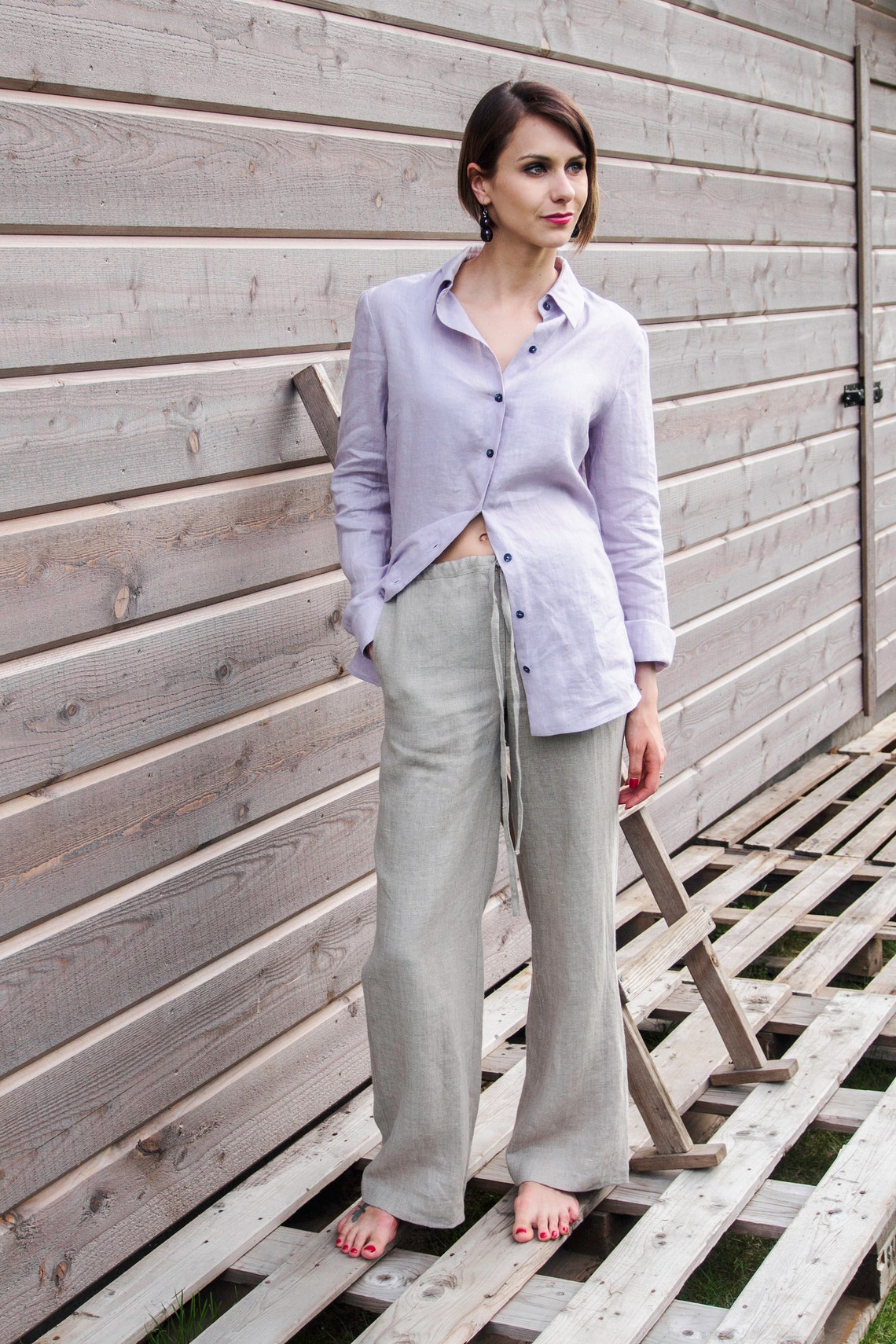 Linen Pants With Pockets Organic Linen Pants for Women - Etsy