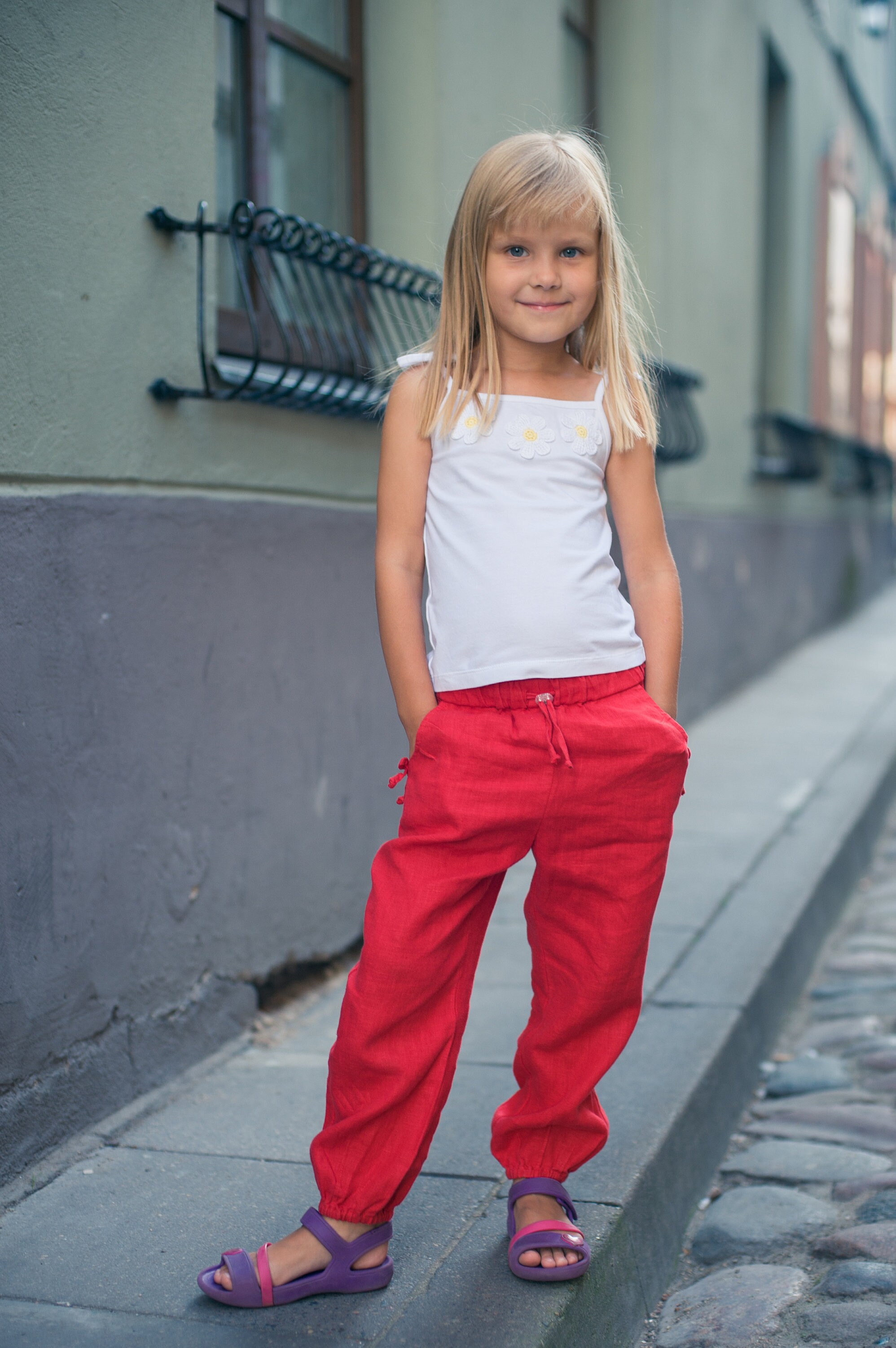 GIRLS linen pants for summer Linen trousers for girls Casual - Etsy.de