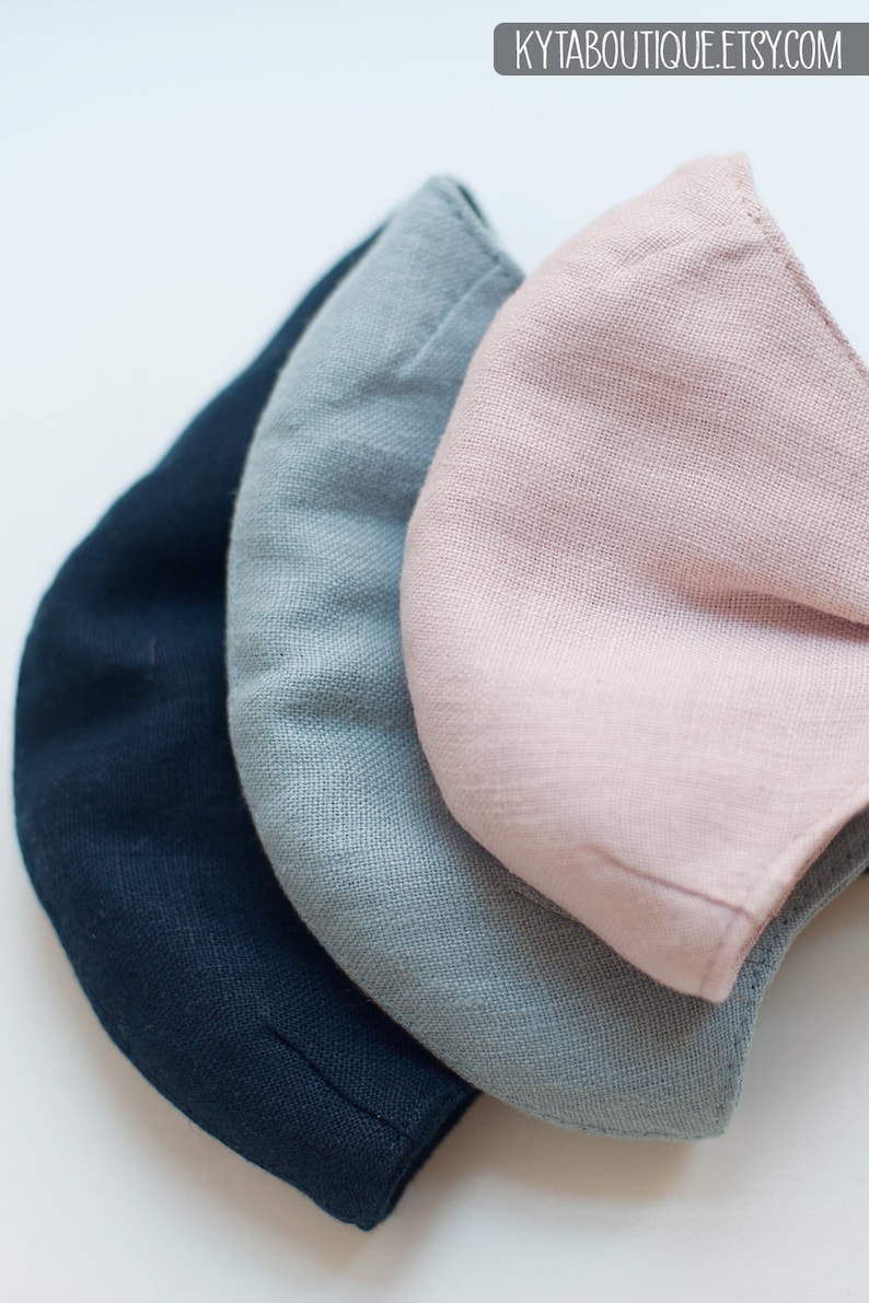 3 LAYERS Face mask for kids and adults Washable organic linen | Etsy