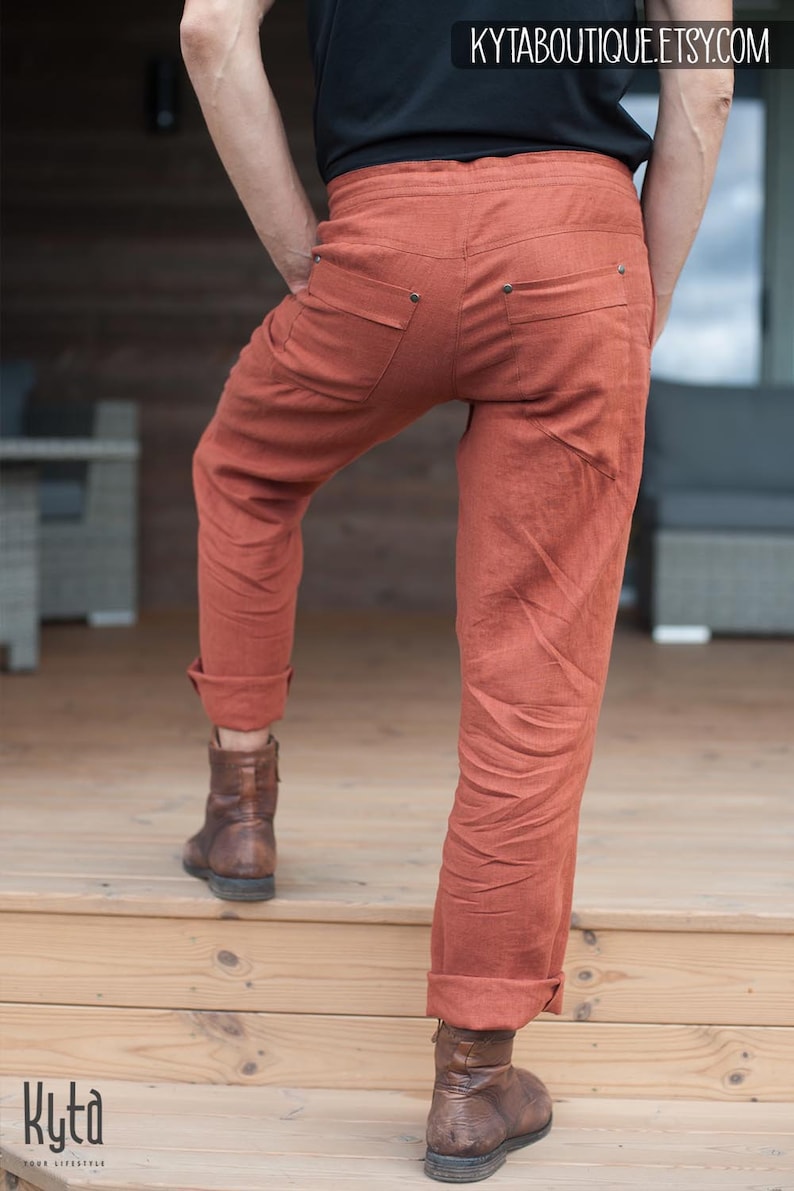 Summer Linen Pants Men 20 COLORS Casual Linen Pants Plus - Etsy