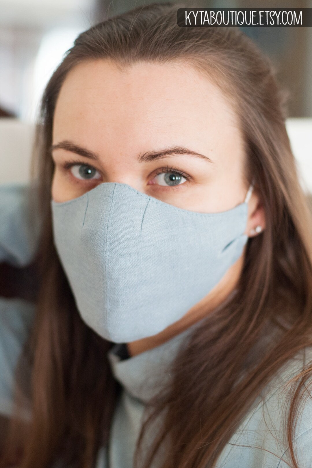 3 LAYERS Face Mask for Kids and Adults, Washable Organic Linen Mouth ...