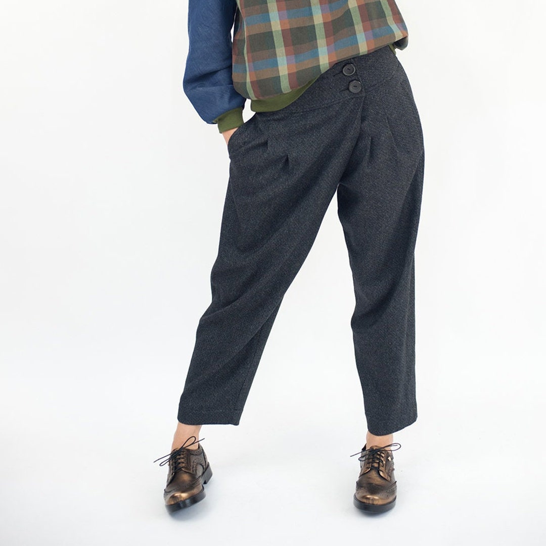 Wool Harem Women Pants, Stylish Drop Crotch Harem Pants, Wide Leg Pants ...