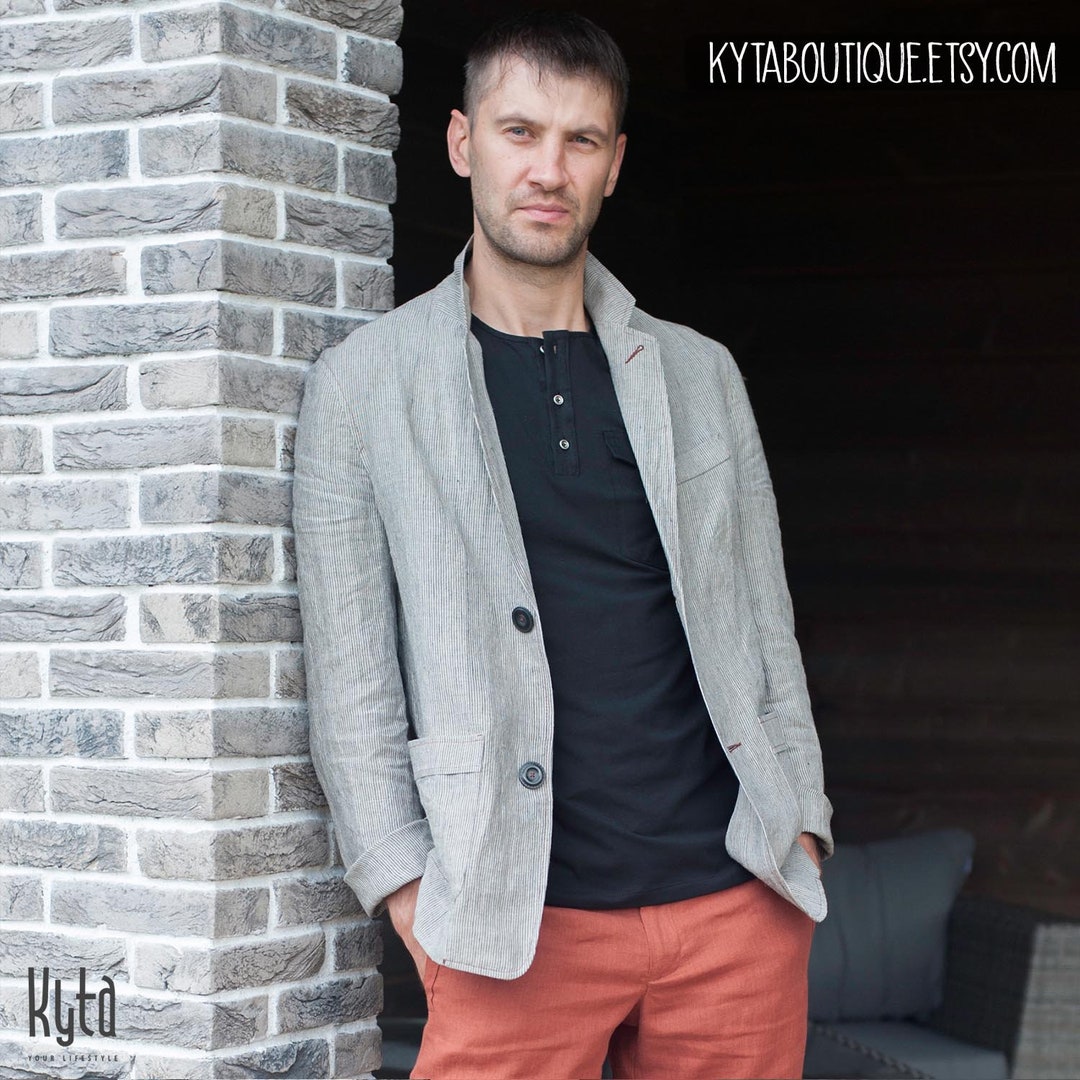 STRIPED Linen Jacket for Men, 25 COLORS, Linen Men Cardigan for ...