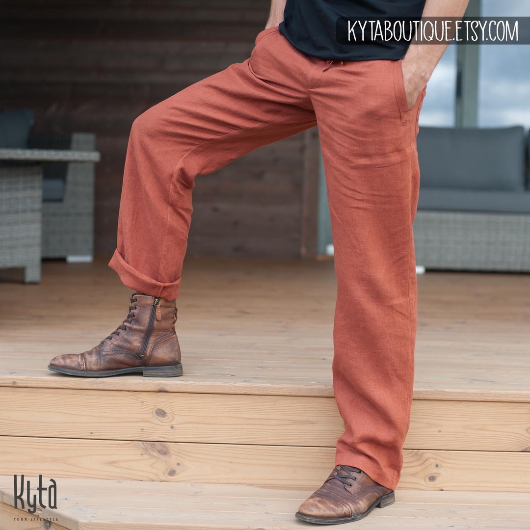 Summer Linen Pants Men, 20+ COLORS, Casual Linen Pants, Plus Size Linen ...
