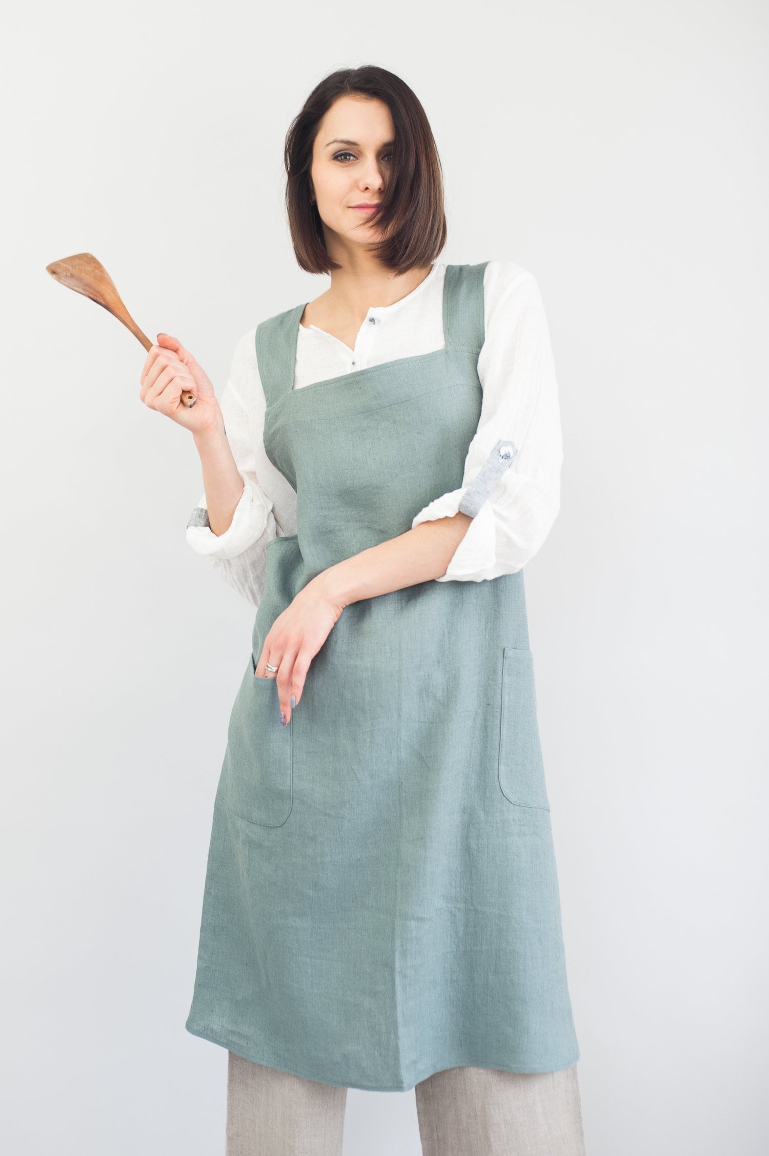 Cross Back Apron for Woman Japan Apron Gift for Wife Linen - Etsy