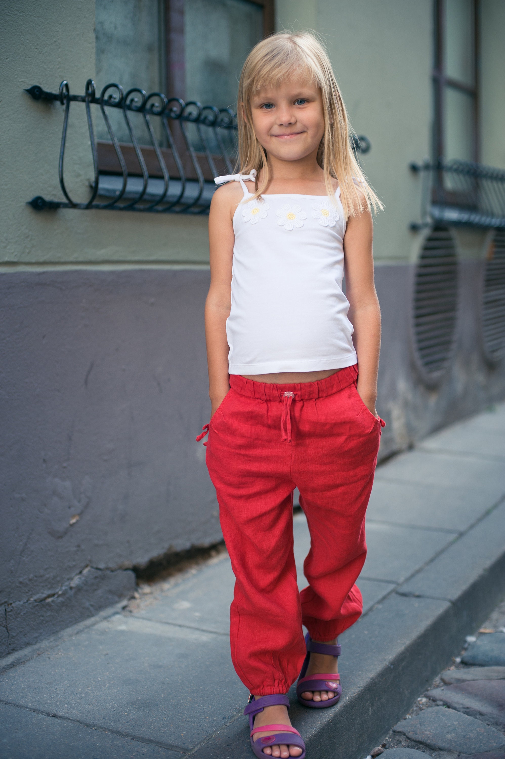 GIRLS Linen Pants for Summer Linen Trousers for Girls Casual | Etsy