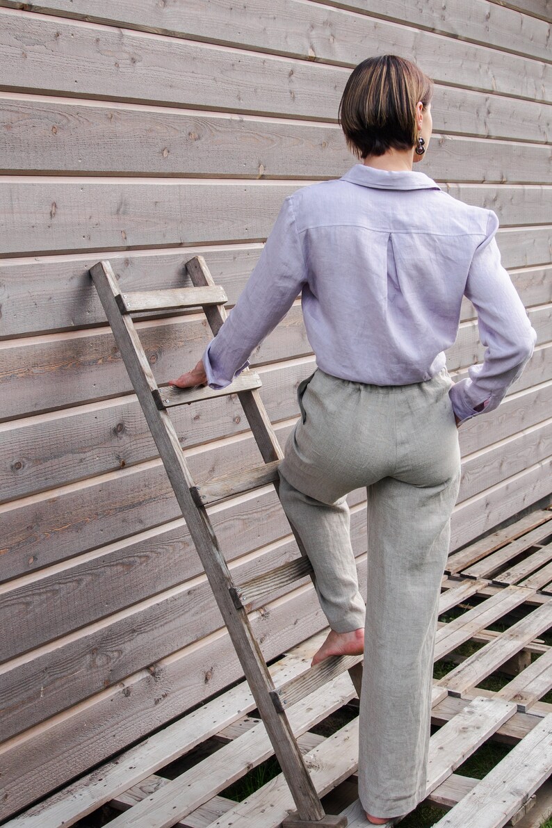 Linen Pants With Pockets Organic Linen Pants for Women - Etsy