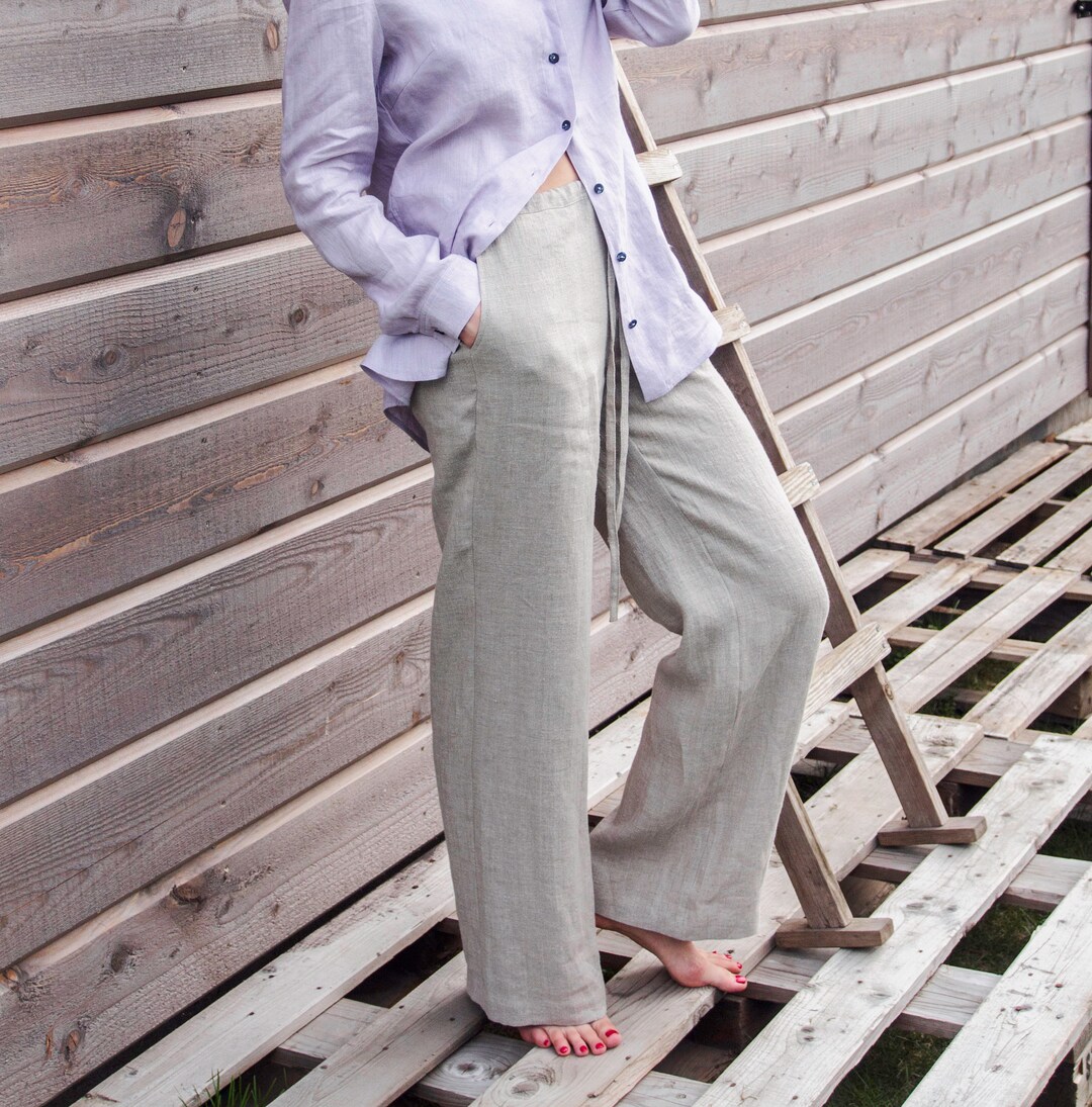 Linen Pants With Pockets, Organic Linen Pants for Women, Casual Wide ...
