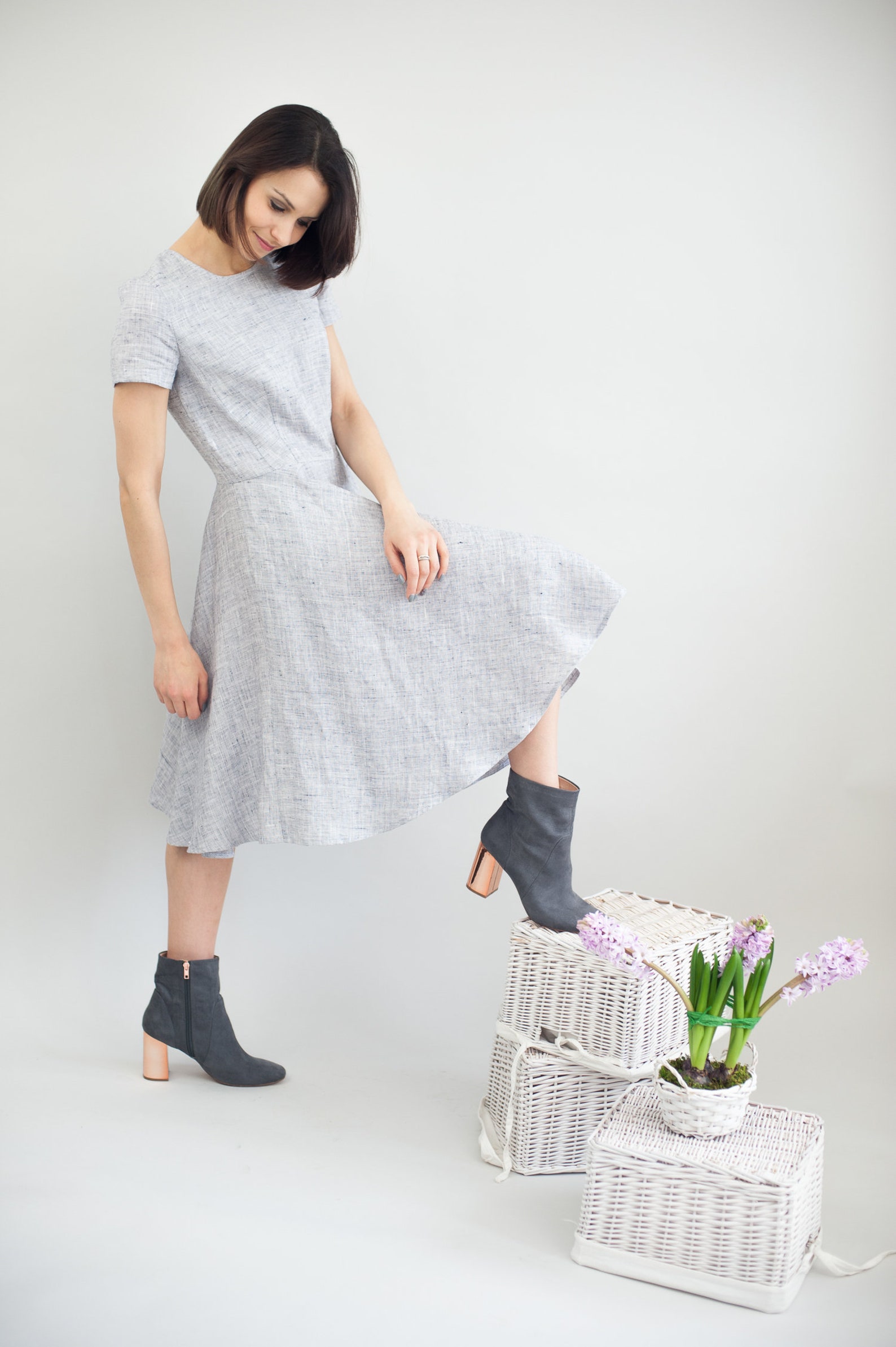 Linen Midi Dress Linen Sundress Linen Dresses for Women Summer | Etsy