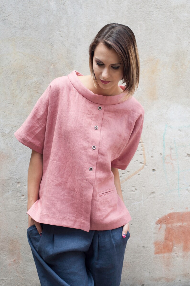 Loose Linen Blouse Linen Tops for Women Linen Tunic 20COLORS - Etsy