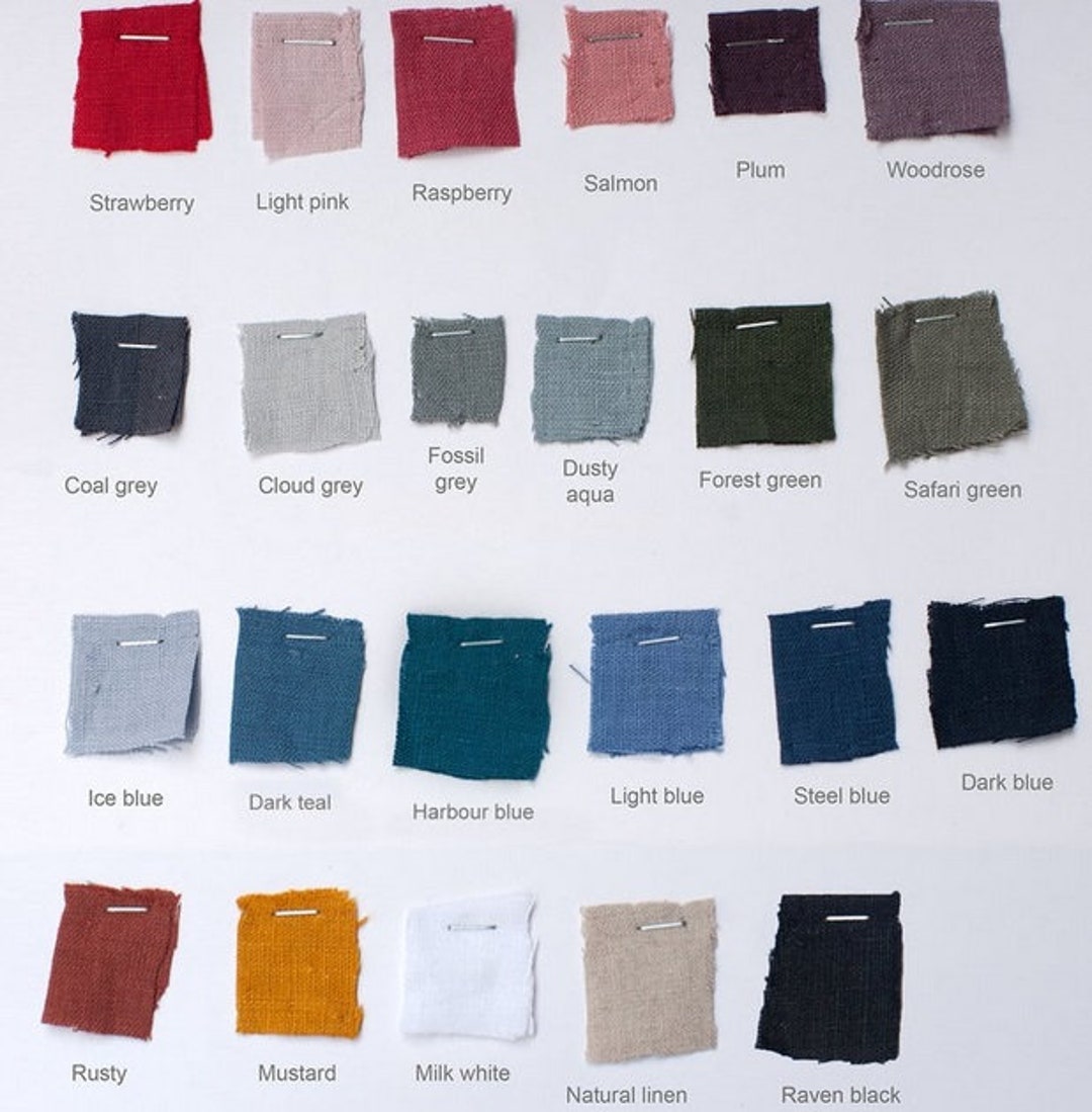 Linen Fabric Color Swatches, 23 COLORS, Washed Linen Fabric Samples ...
