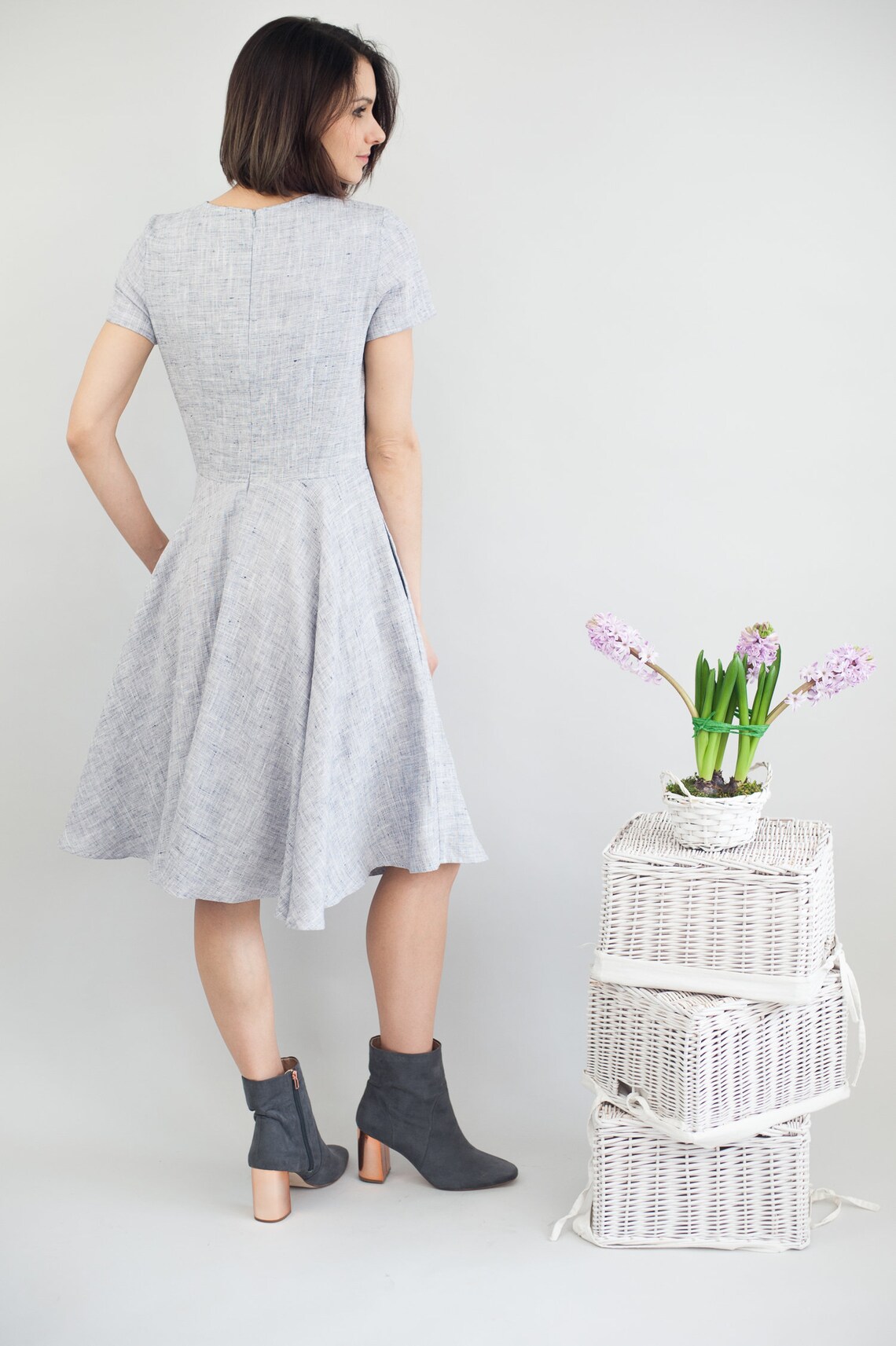 Linen Midi Dress Linen Sundress Linen Dresses for Women Summer - Etsy