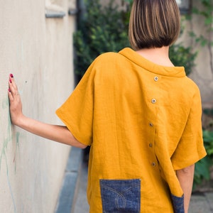 Mustard Linen Blouse Linen Top Linen Tunic Linen Shirt Women Mustard ...