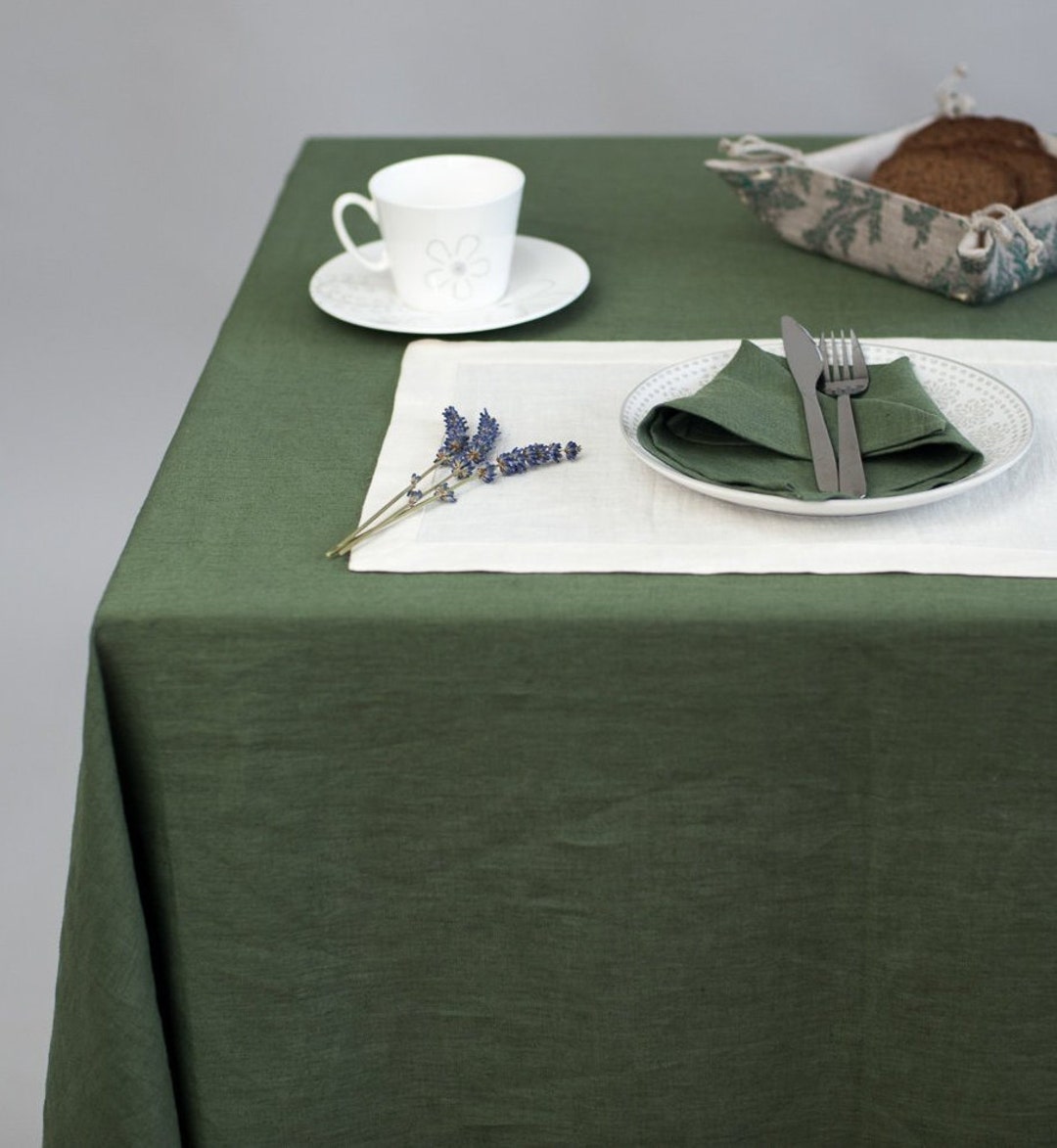 Large Linen Tablecloth, 3 SIZES and 25 COLORS, Square Tablecloth ...