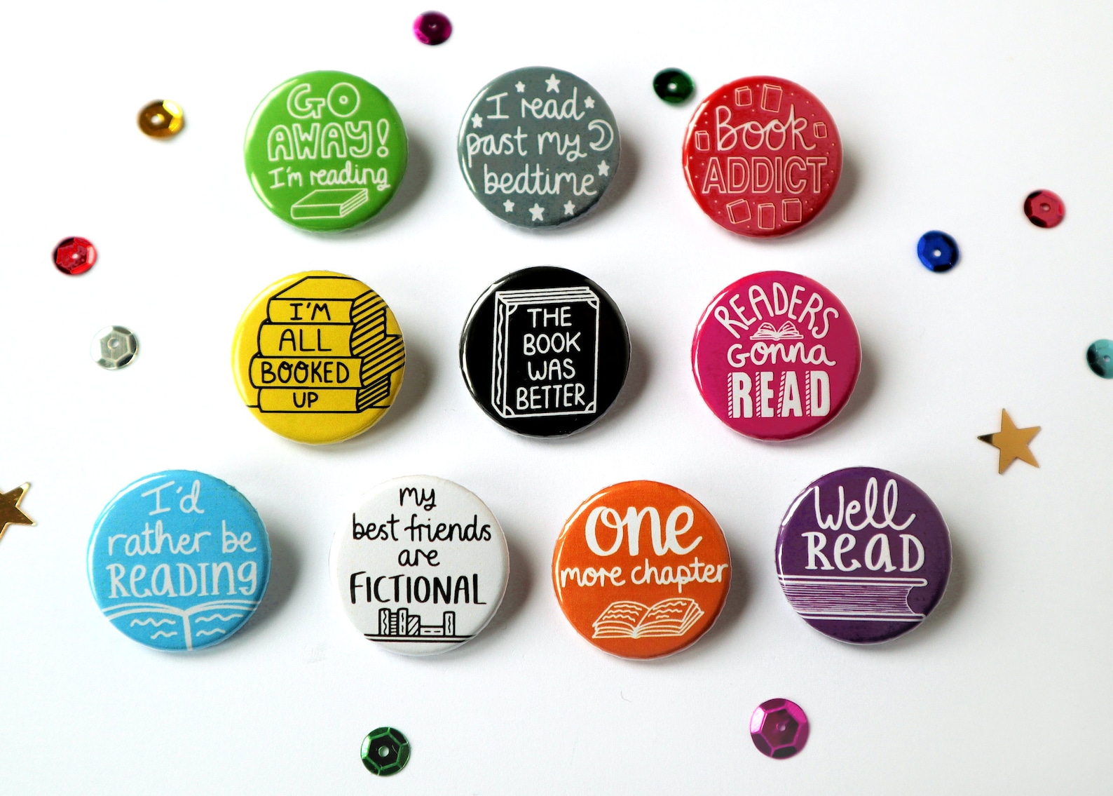 Book Themed Badges Book Club Literature Festival Book - Etsy