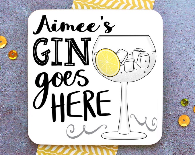 Personalised Gin Coaster Pink Gin Drinks Mat Gin Basil Gift - Etsy UK