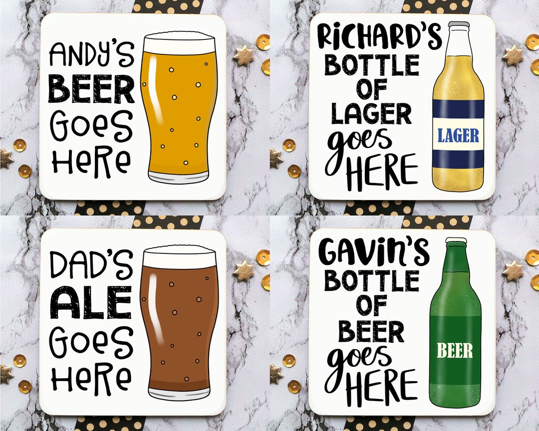 Personalised Beer Coaster, Lager Drink Mat, Ale Coaster, Home Bar Gift ...