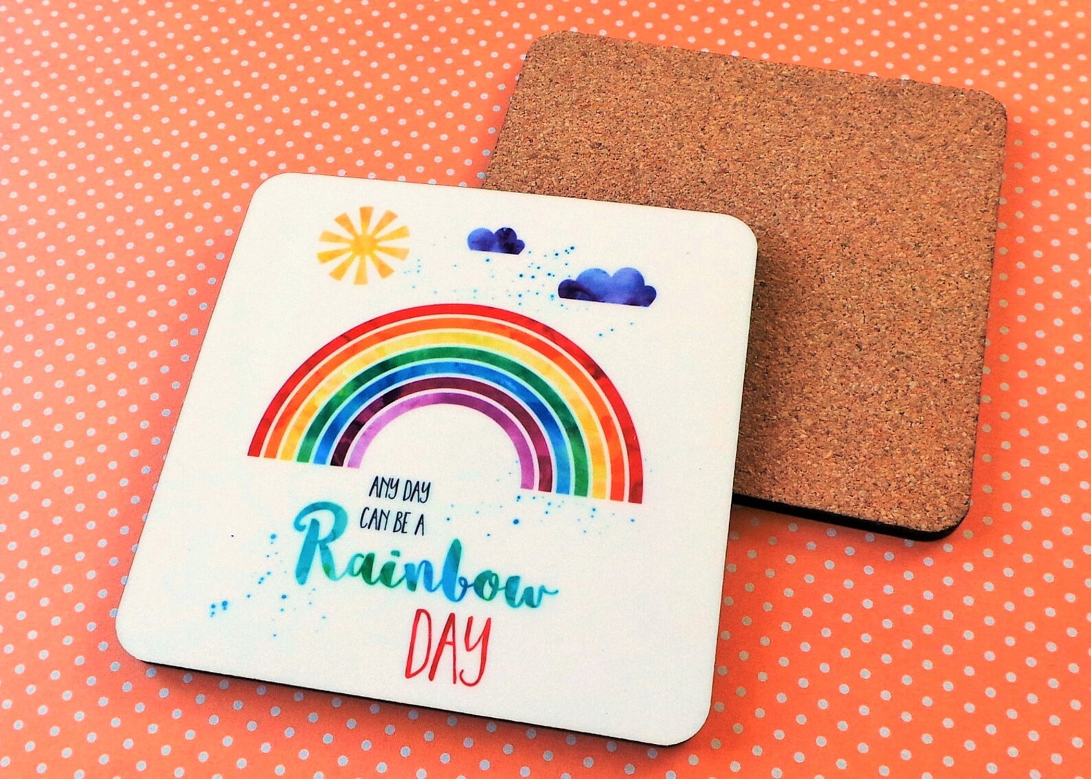 Rainbow Coaster Colourful Coaster Positive Coaster - Etsy UK